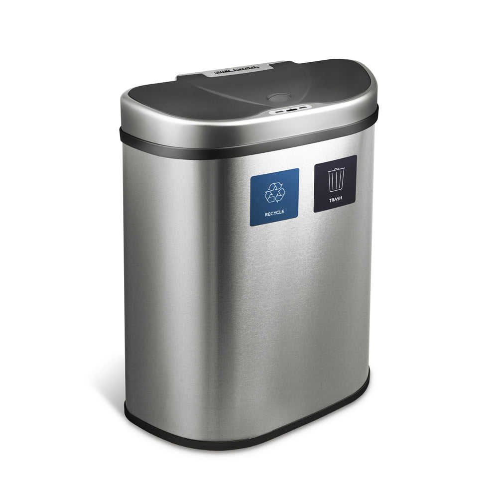 Dual Compartment Motion Sensor Trash Can 18 Gallon, Recycling Trash Can
