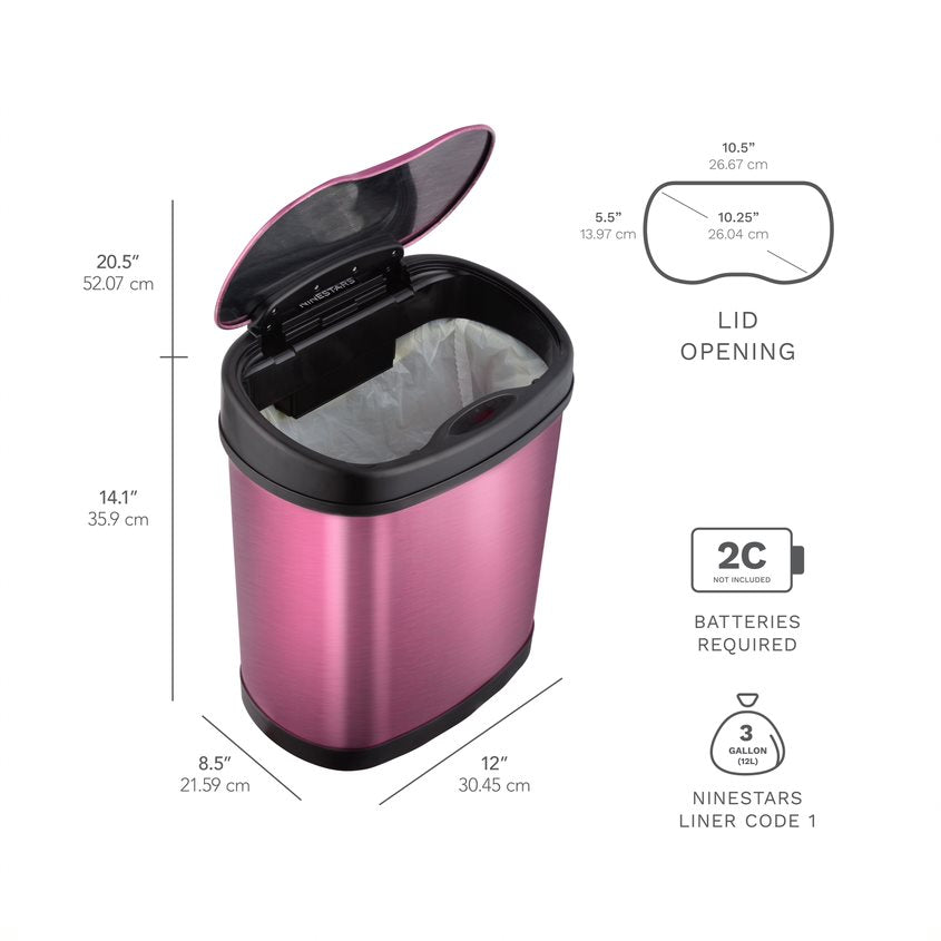 Nine Stars |Motion Sensor Trash Cans Step-On Open Top Touchless Bins