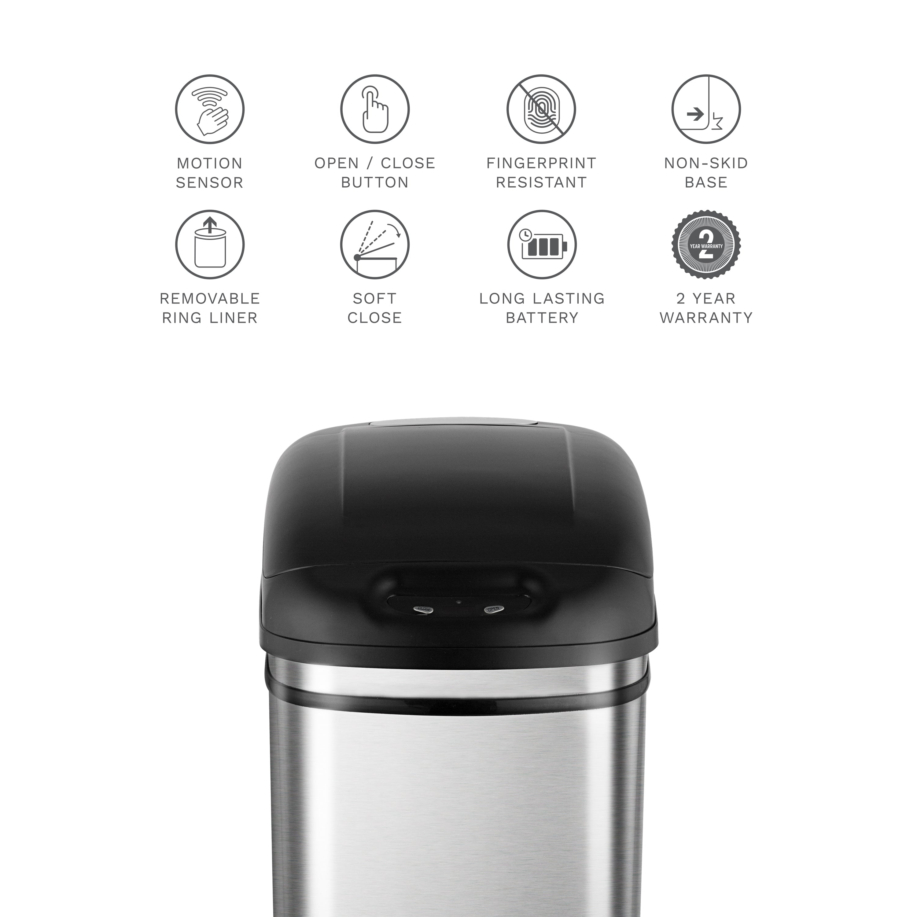 Nine Stars |Motion Sensor Trash Cans Step-On Open Top Touchless Bins