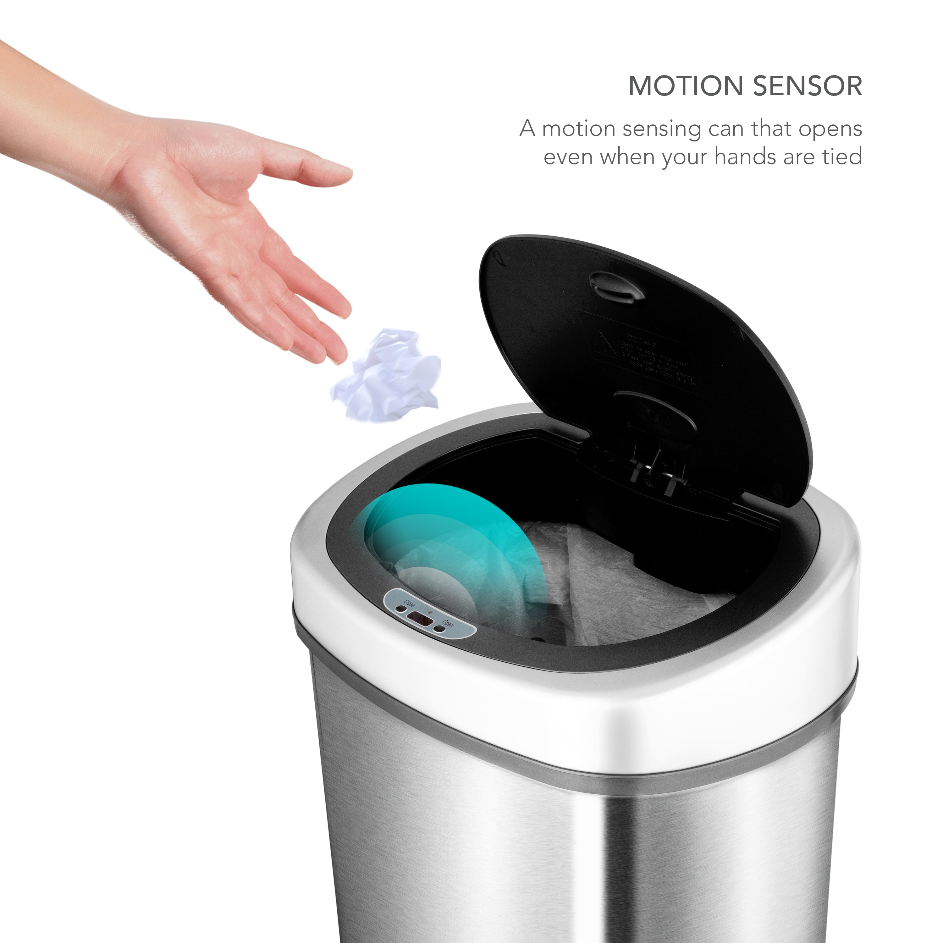 Nine Stars |Motion Sensor Trash Cans Step-On Open Top Touchless Bins