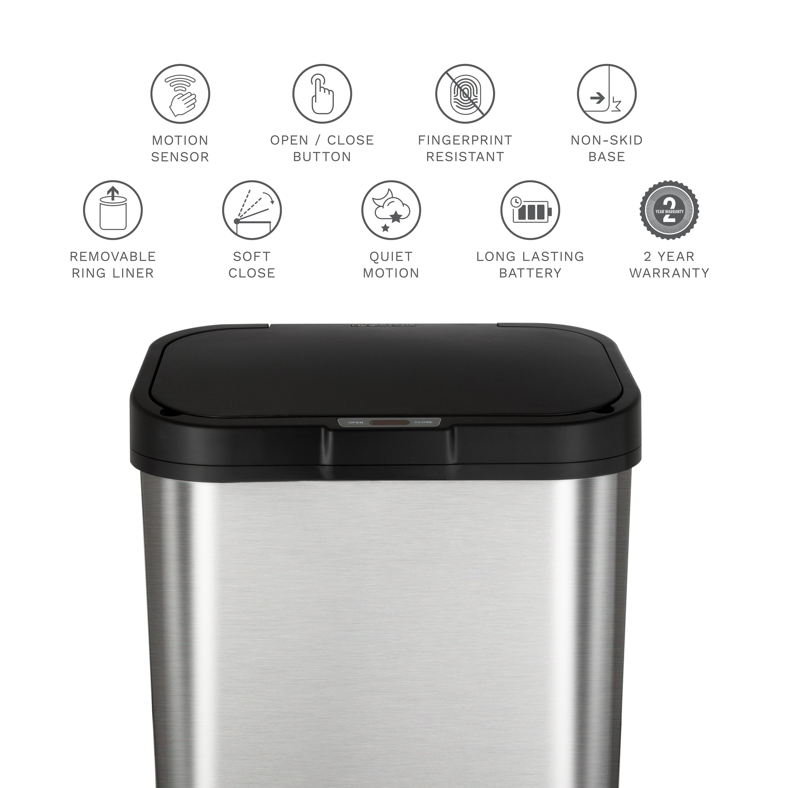 Nine Stars |Motion Sensor Trash Cans Step-On Open Top Touchless Bins