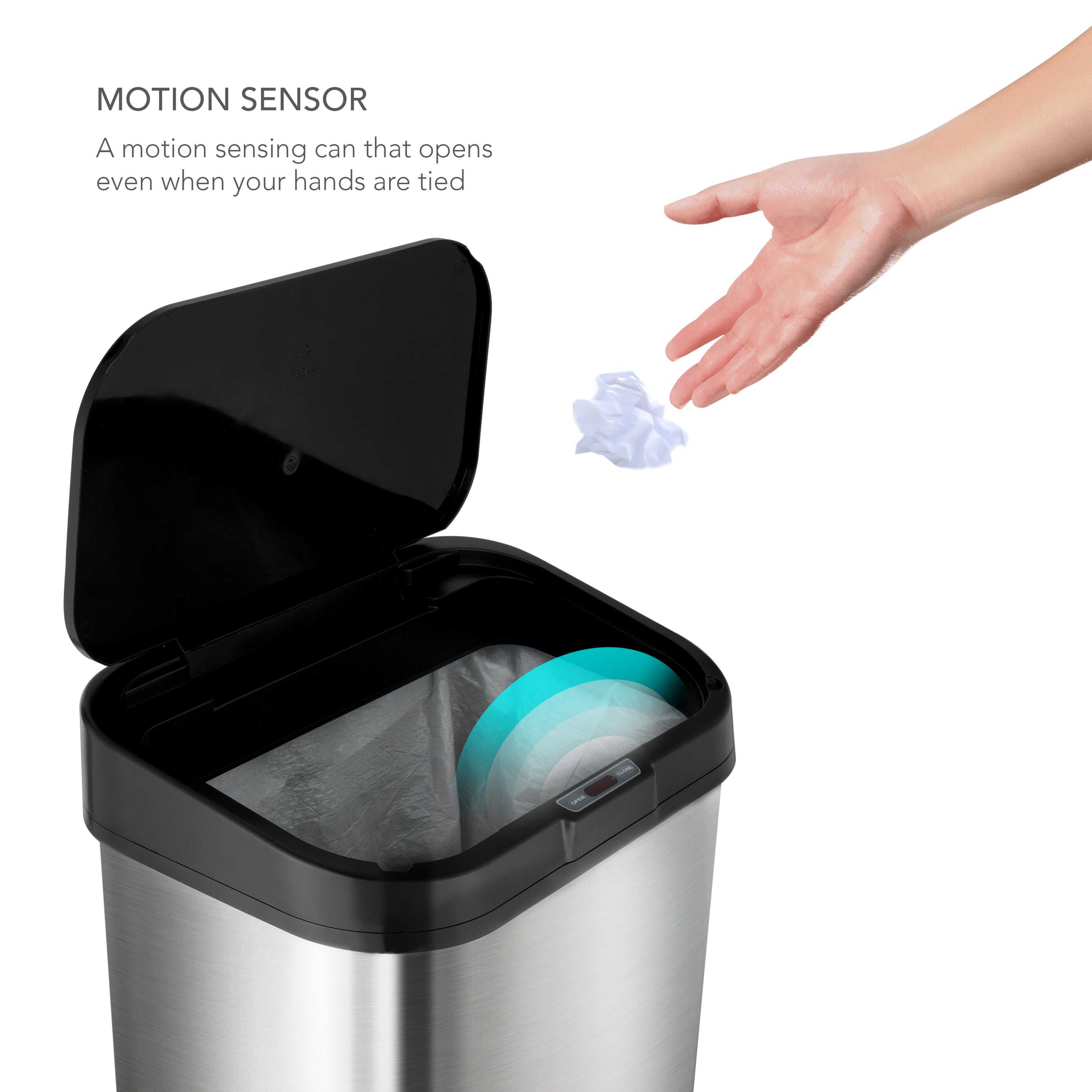 Nine Stars |Motion Sensor Trash Cans Step-On Open Top Touchless Bins
