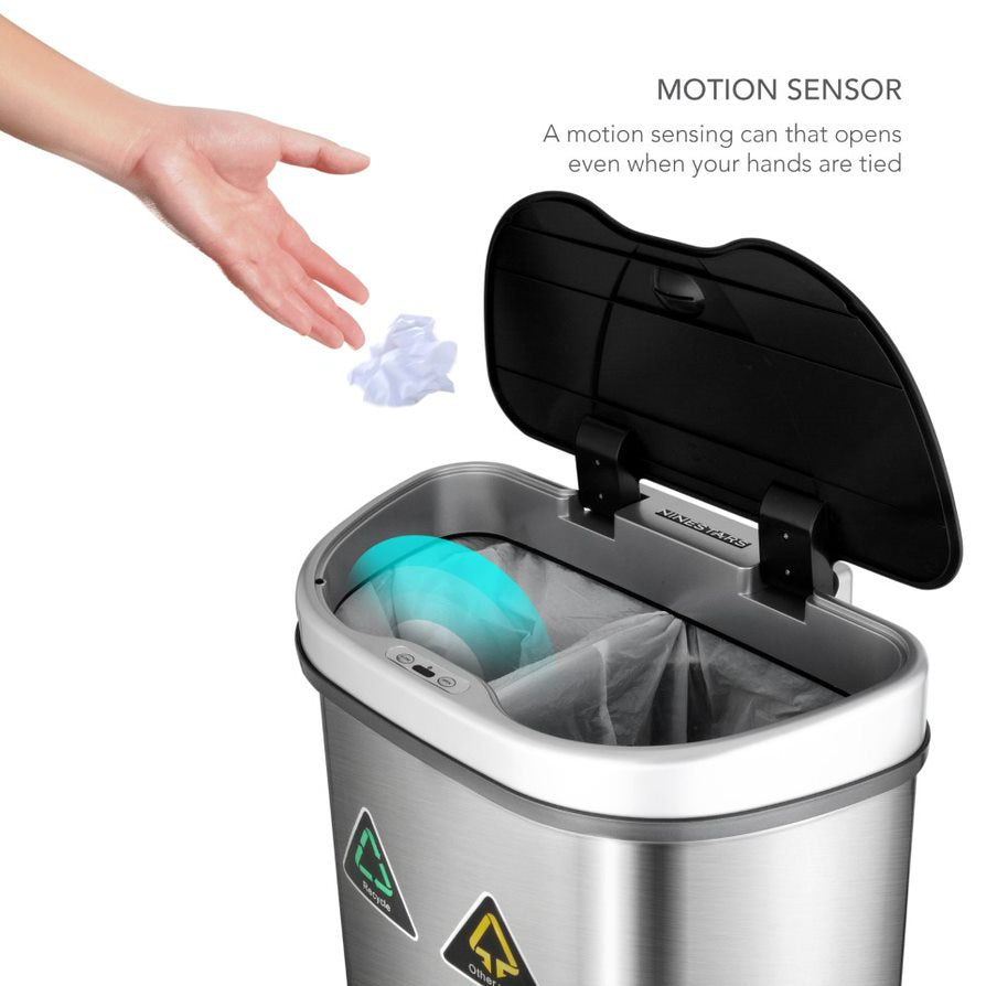 Nine Stars |Motion Sensor Trash Cans Step-On Open Top Touchless Bins