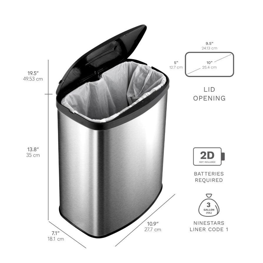 Nine Stars |Motion Sensor Trash Cans Step-On Open Top Touchless Bins