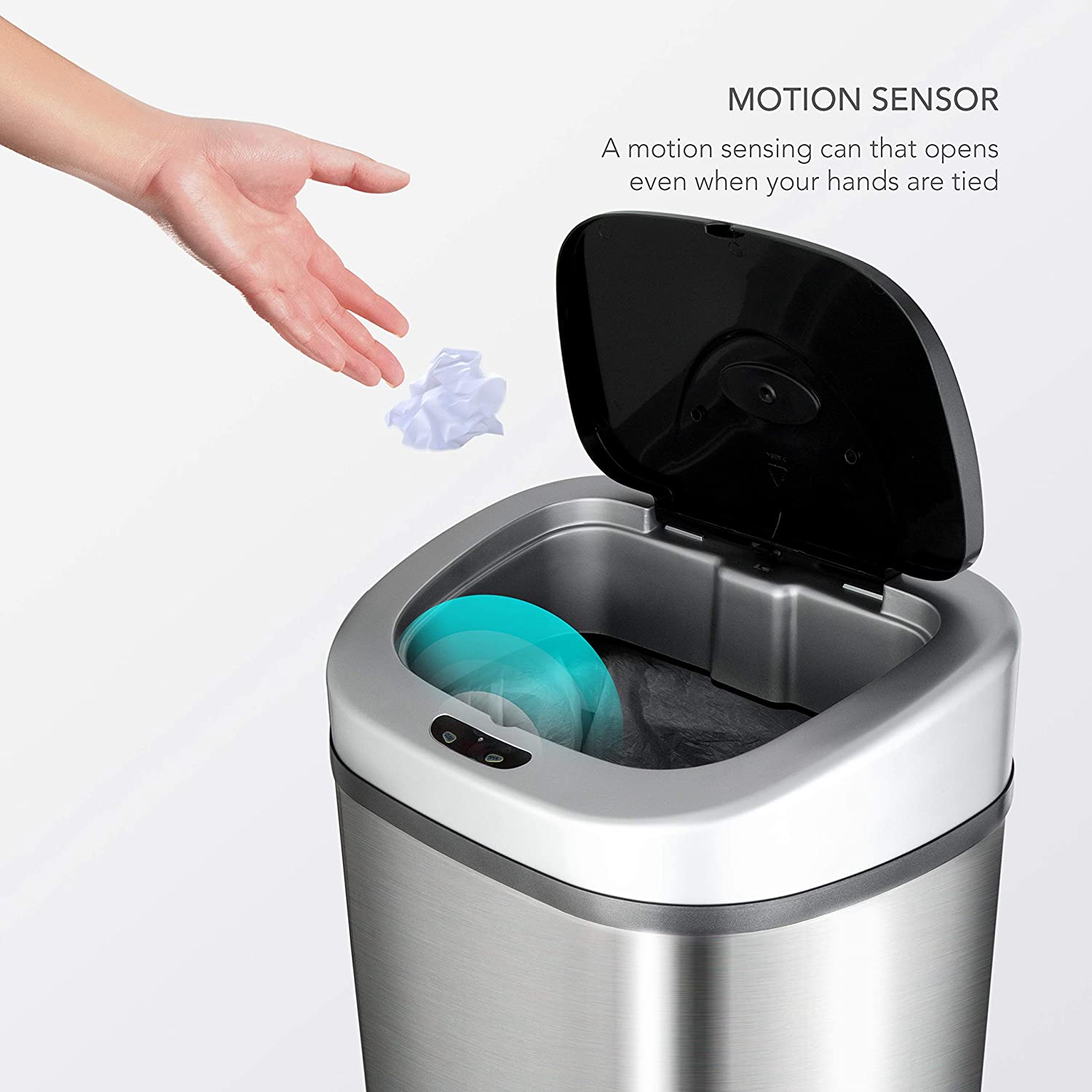 Nine Stars |Motion Sensor Trash Cans Step-On Open Top Touchless Bins