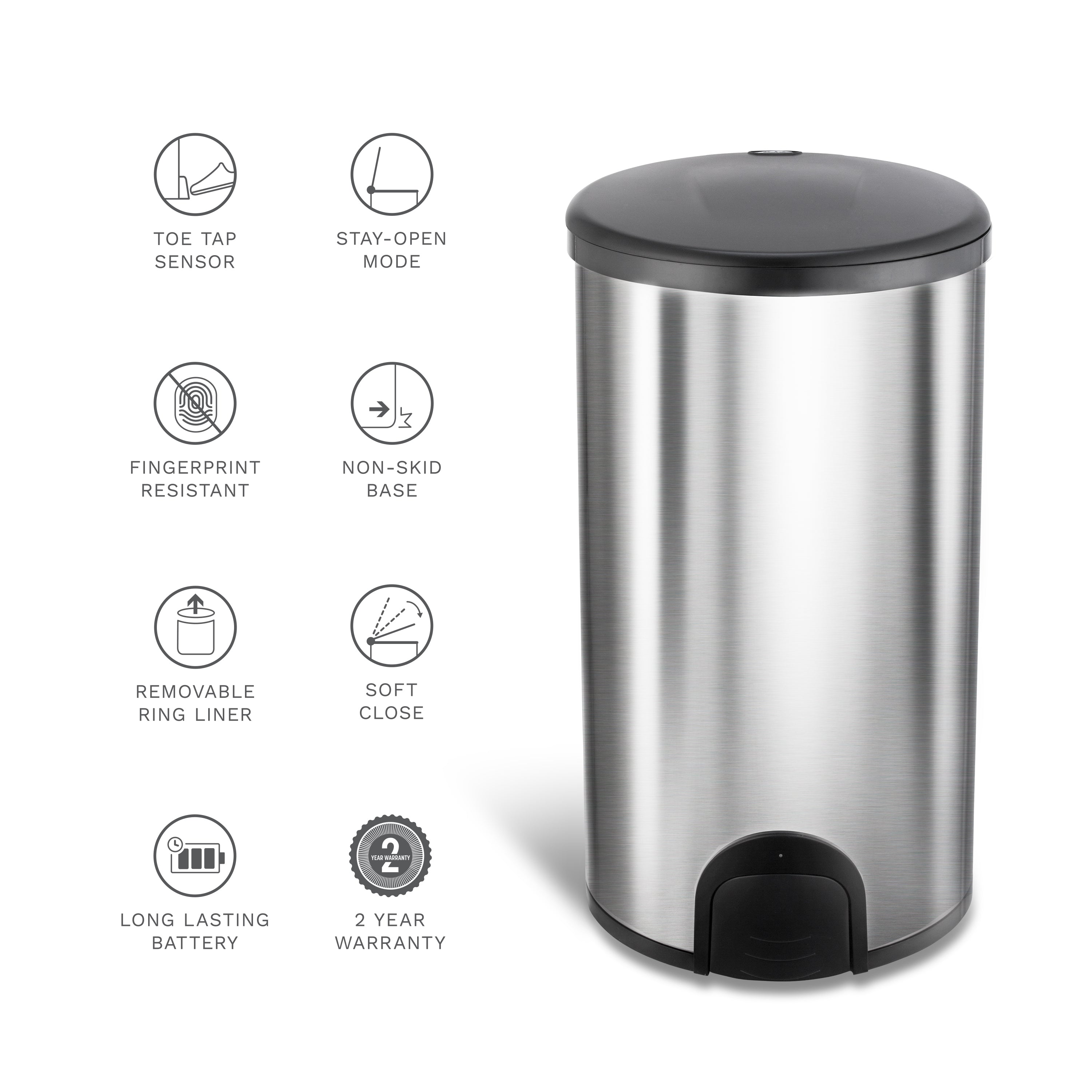 Tap Sensor Trash Can & Step On Trash Can, Kitchen Trash Can | NINESTARS