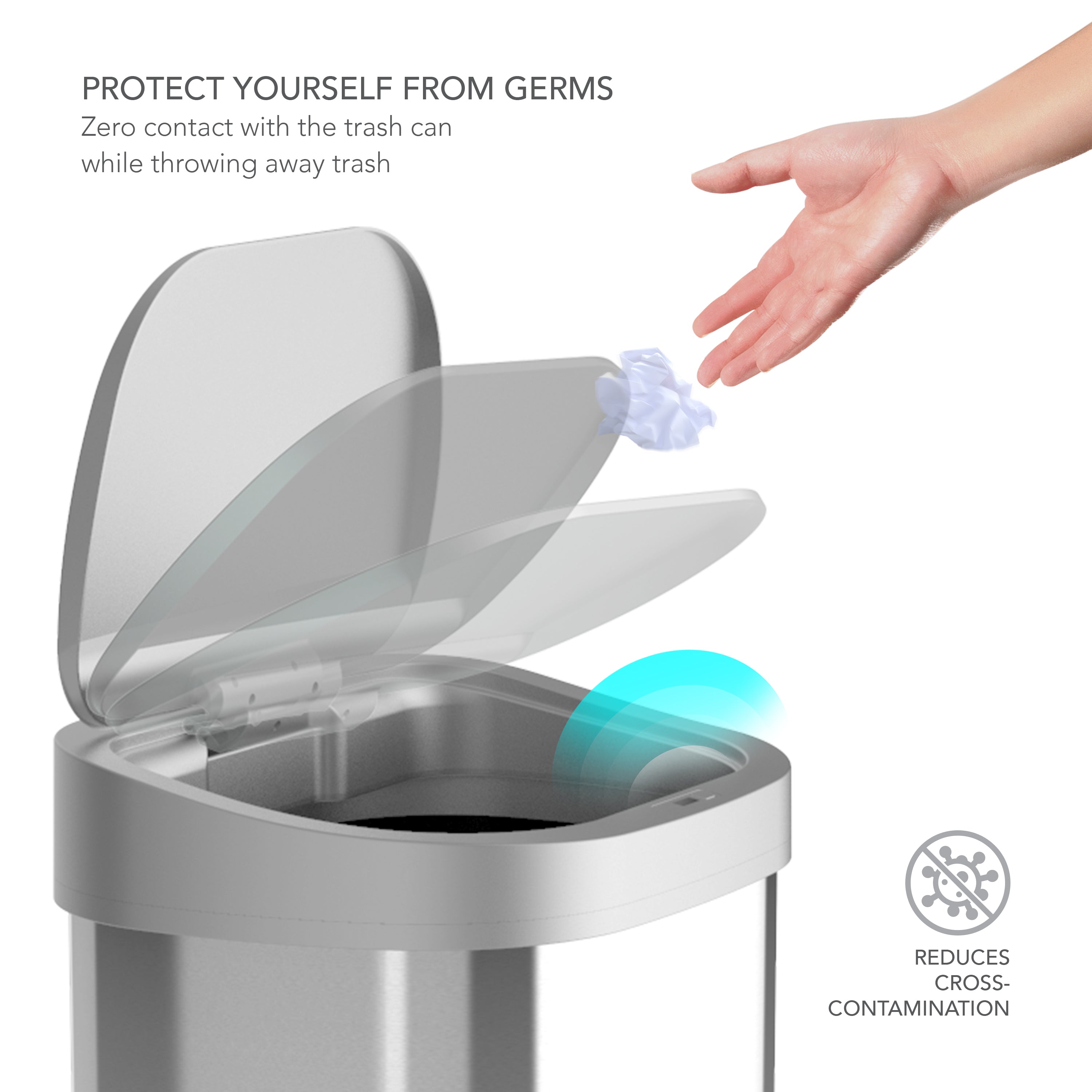 Nine Stars |Motion Sensor Trash Cans Step-On Open Top Touchless Bins